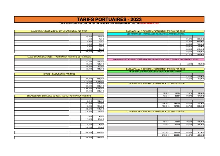 TARIFS 2023 | PDF
