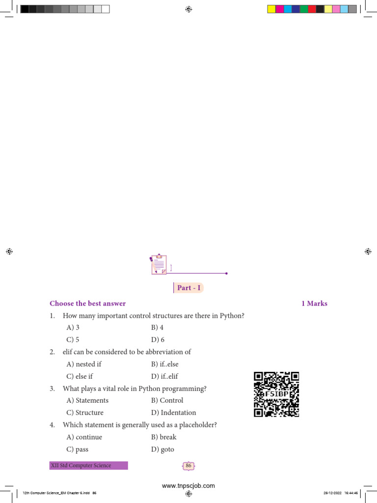 12th Cs Chapter - 6 Worksheet - 2 | PDF
