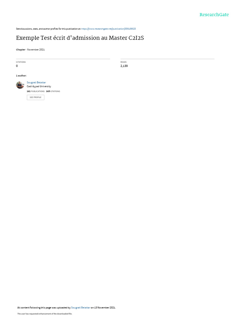 Exemple Ancien QCMTest Master C2 I2 S | PDF