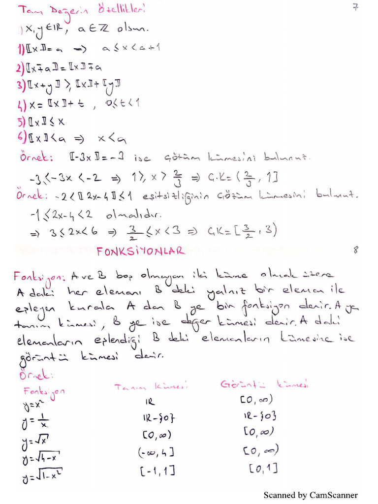 2.hafta-Fonksiyonlar, Fonksiyonlarda Işlemler, Özel Fonksiyonlar | PDF