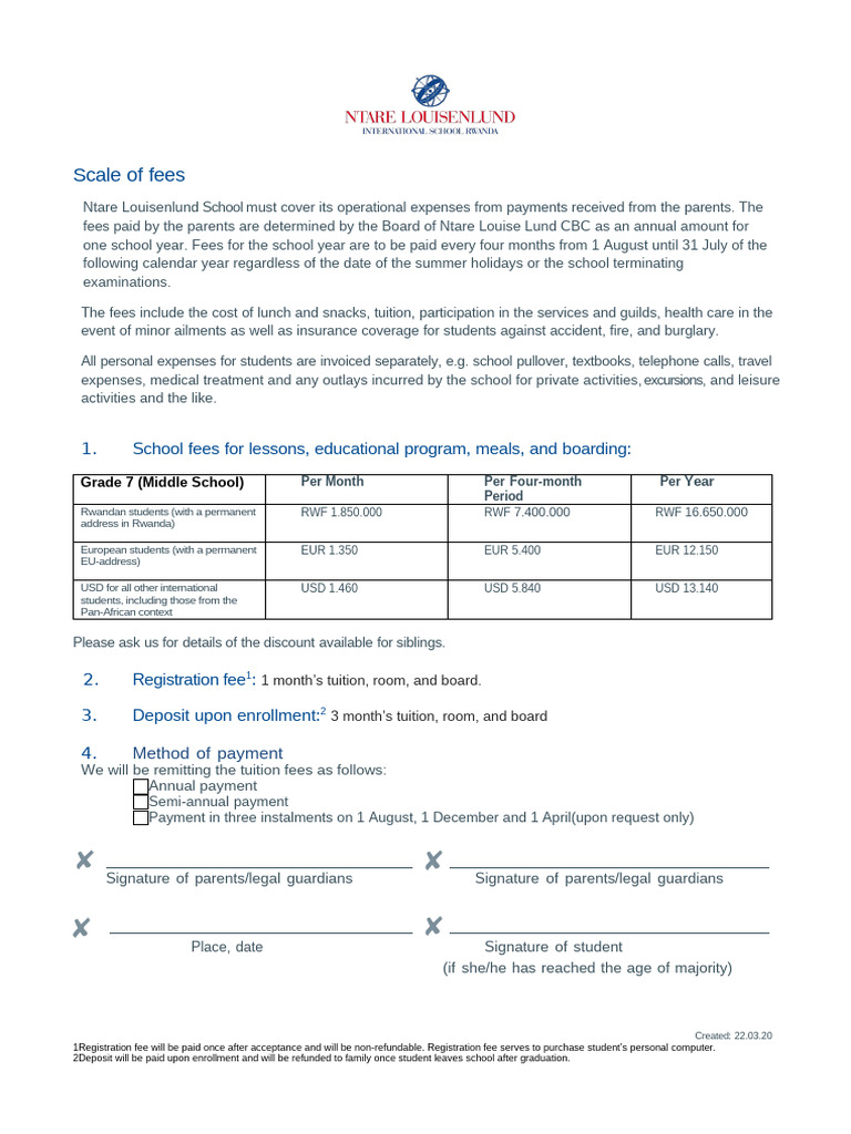 NLS ScaleOfFees-Accepted Students | PDF