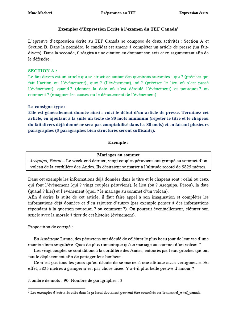 Exemples EE TEF Canada Mme-Mecheri | PDF