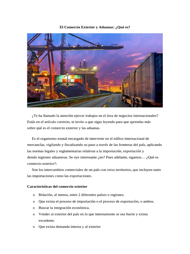 El Comercio Exterior y Aduanas | PDF