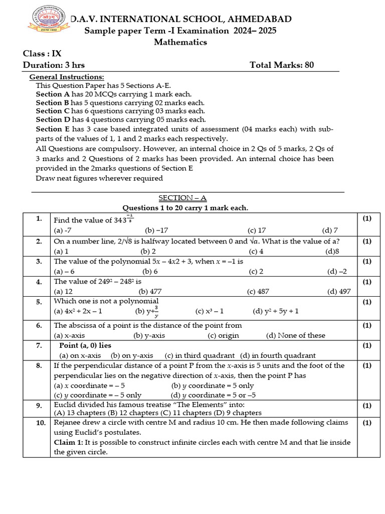 Sample Paper-Half Yearly | PDF