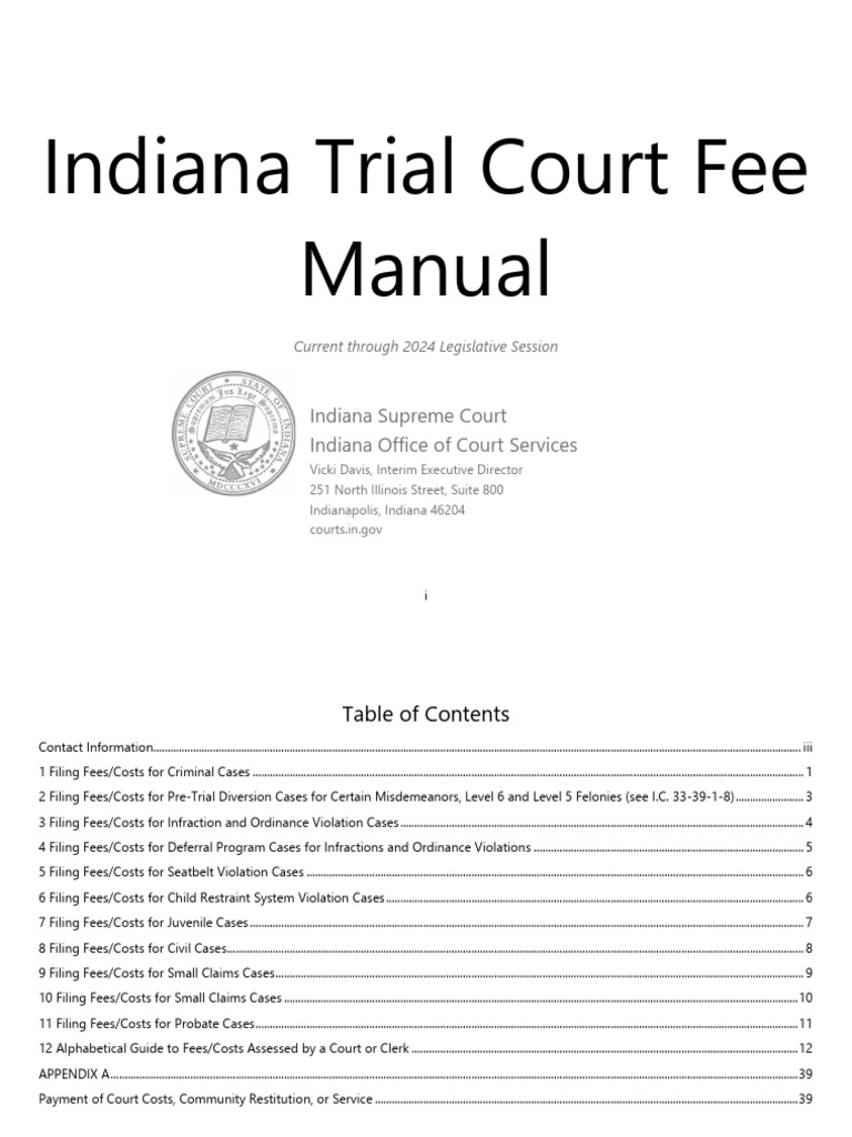 Courtmgmt Pubs Trial Court Fee Manual | PDF
