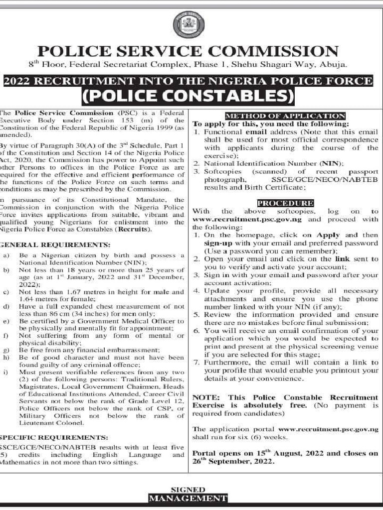 Police Job Advert | PDF