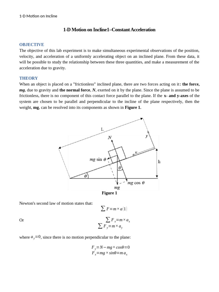 02 - Motion On Incline - LAB (Spring 2024 Online Version) | PDF