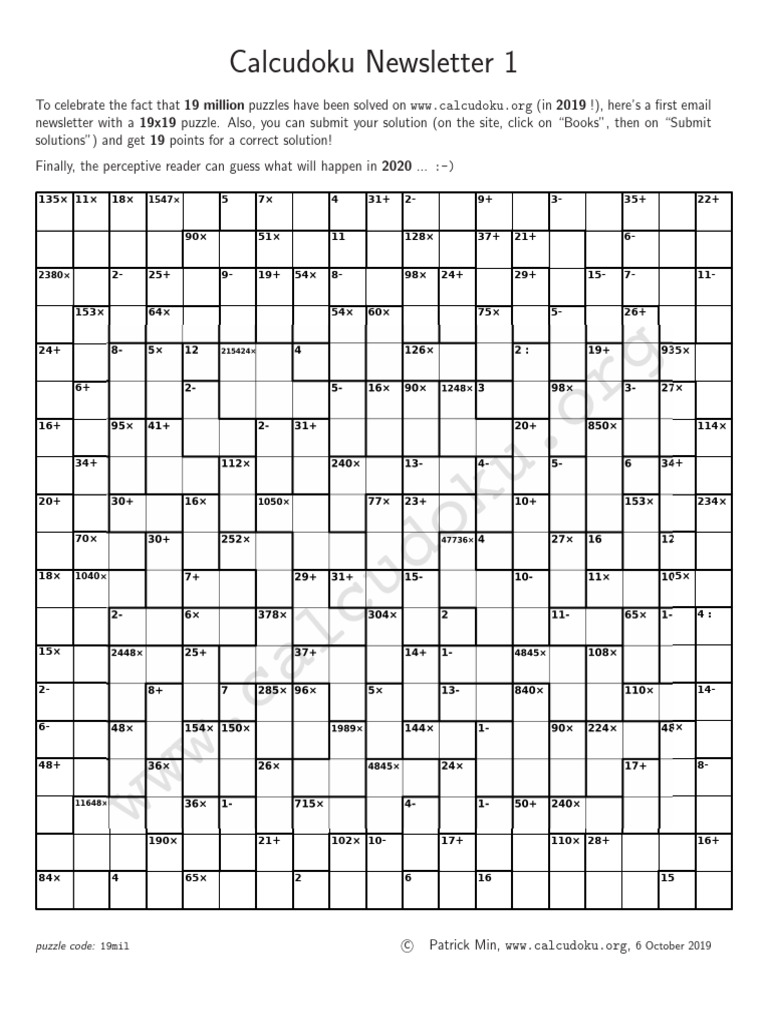 Calcudoku Newsletter 1 en 2 | PDF | Game Shows | Puzzles