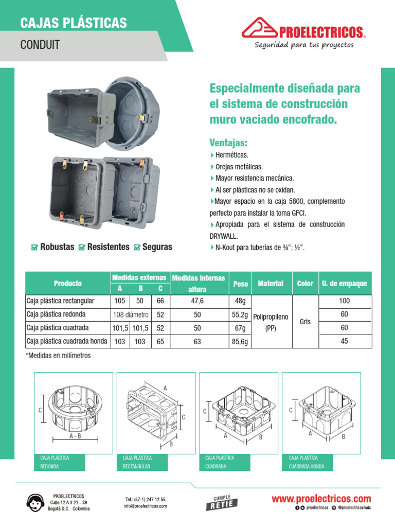 Ficha técnica cajas plásticas conduit | PDF