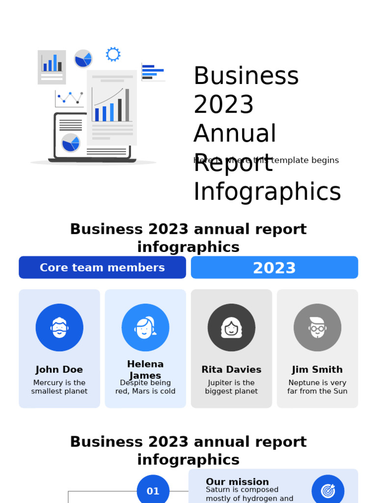 Business 2023 Annual Report Infographics by Slidesgo | PDF