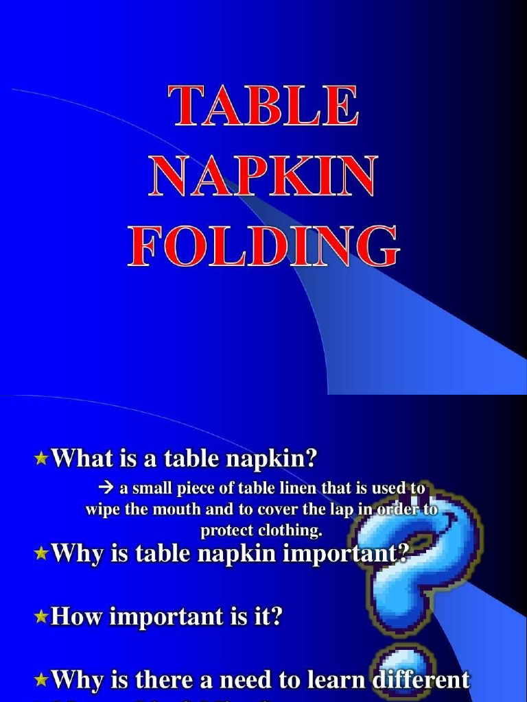 PDF Table Napkin Folding | PDF PDF Table Napkin Folding | PDF