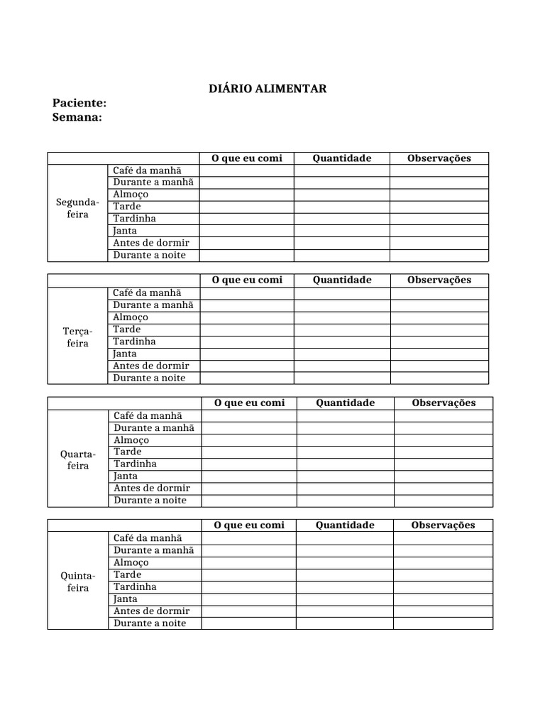 Diario Alimentar | PDF