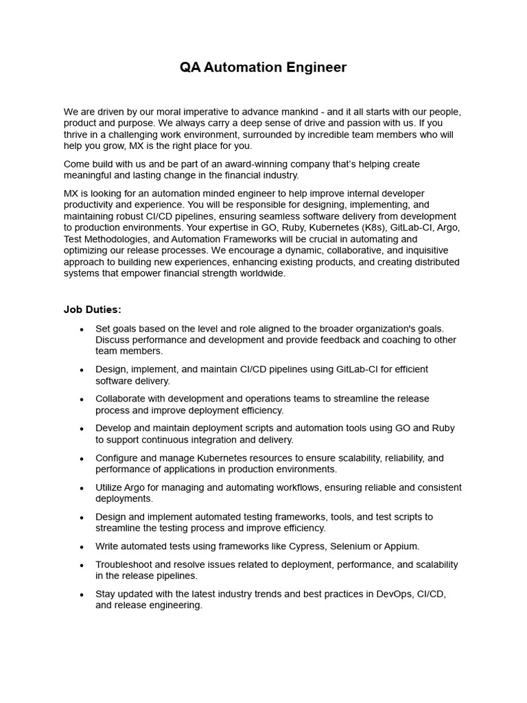 QA Automation MX 1 | PDF