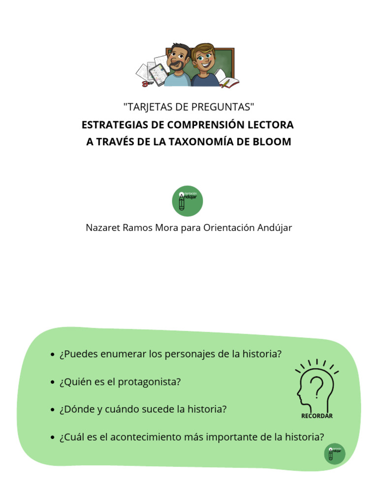 Tarjetas de Preguntas Taxonomia Del Bloom | PDF