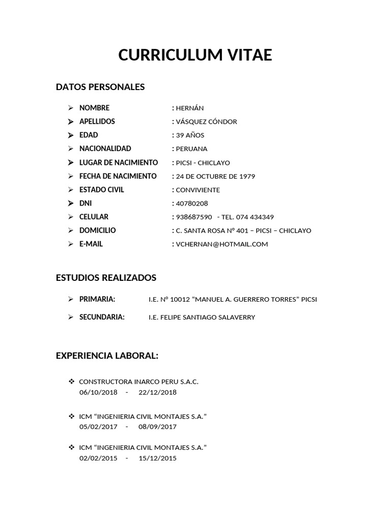 Curriculum Vitae Hernan 2019 | PDF