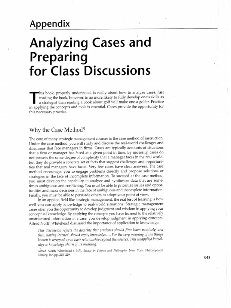 Analyzing Cases and Preparing For Class Discussions | PDF
