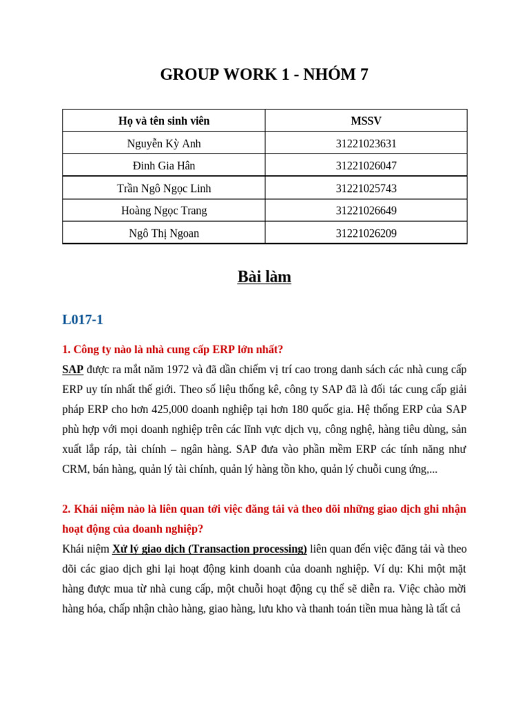 ERP - SCM DH48IBC05 GW1 Group7 | PDF