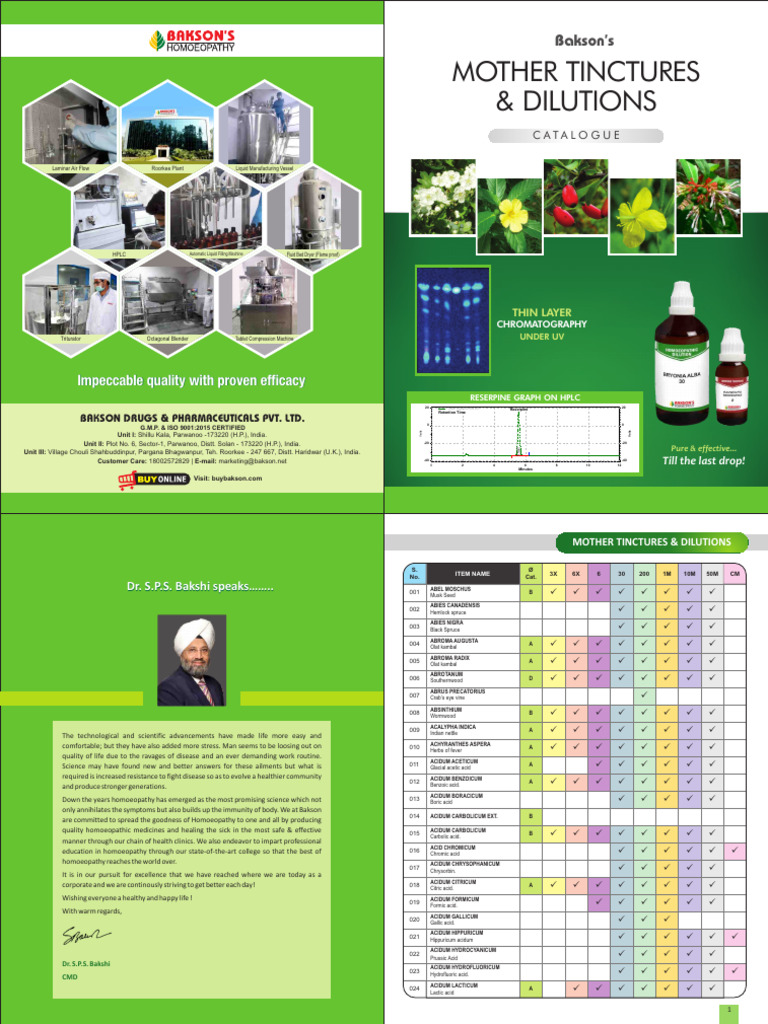 Mother Tinctures Catalogue Green | PDF