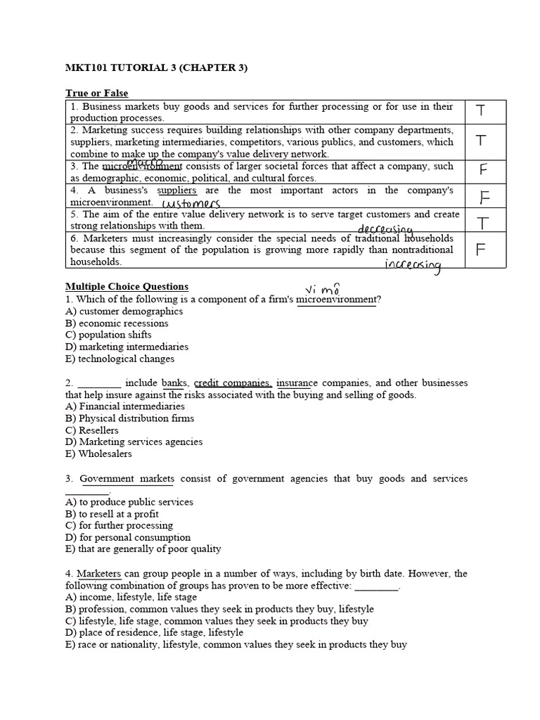 MKT101 Tutorial 3 | PDF