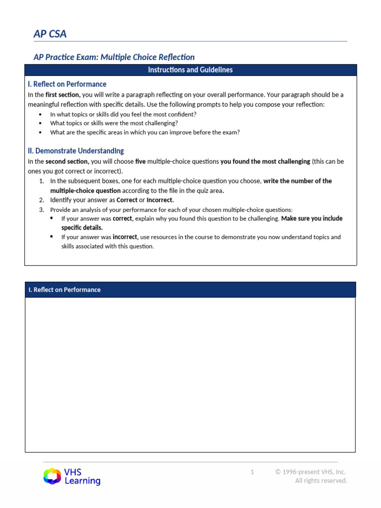 32 Ap Csa Practice Exam MCQ Reflection | PDF