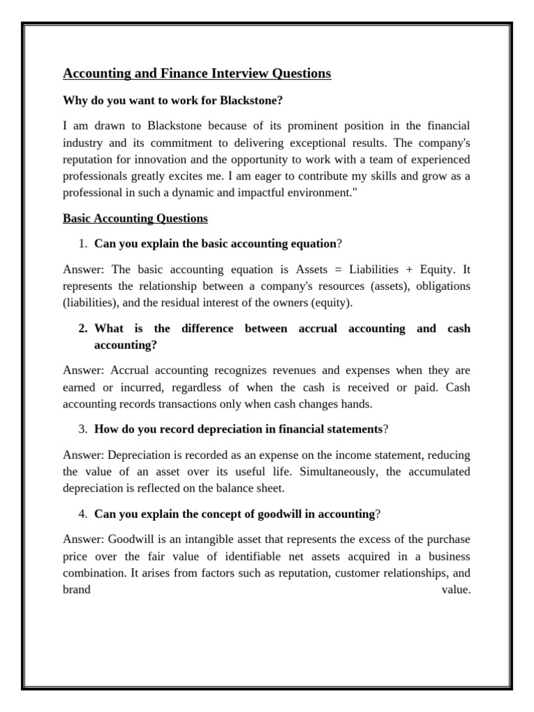 Basic Accounting Questions Interviews | PDF