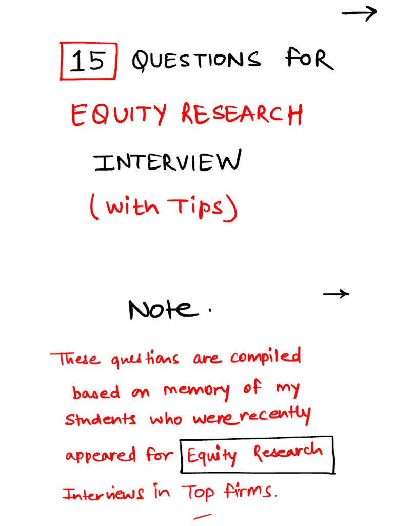 15 Top Equity Research Interview Questions | PDF