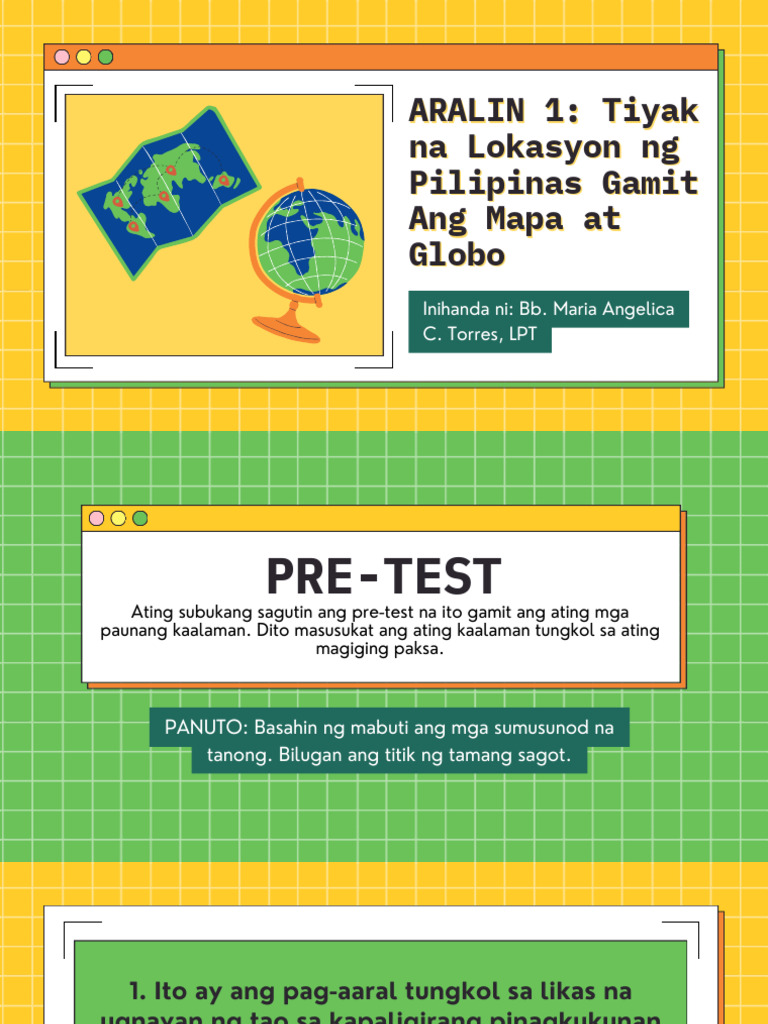 AP 5_Q1_M1_Tiyak Na Lokasyon Ng Pilipinas Gamit Ang Mapa at Globo | PDF