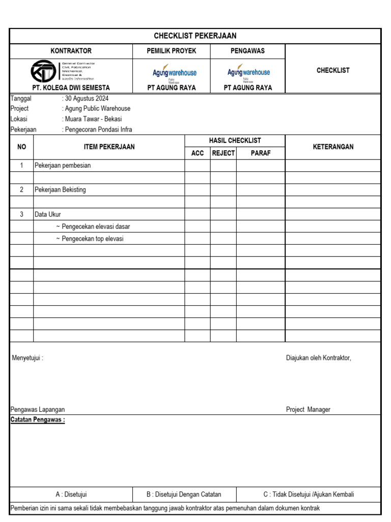 Form Checklist Pengecoran Rev2 | PDF