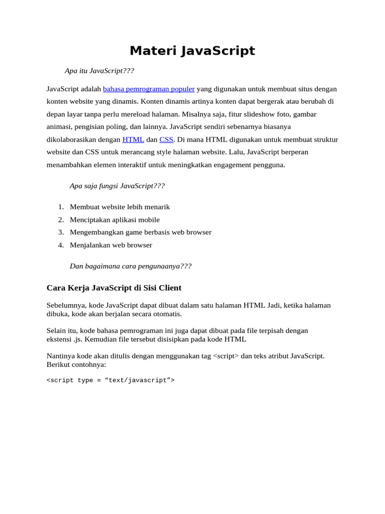 ANYA PUTRI IMELDA - Materi JavaScript | PDF