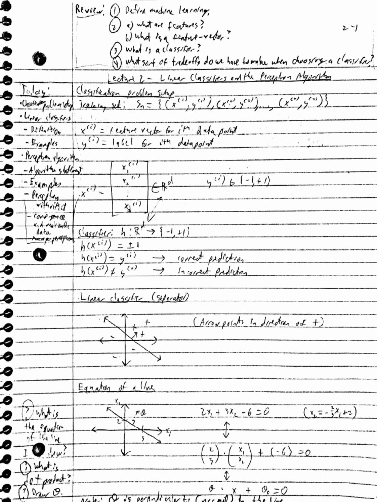 Lecture 2 - Linear Classifiers and The Perceptron Algorithm | PDF