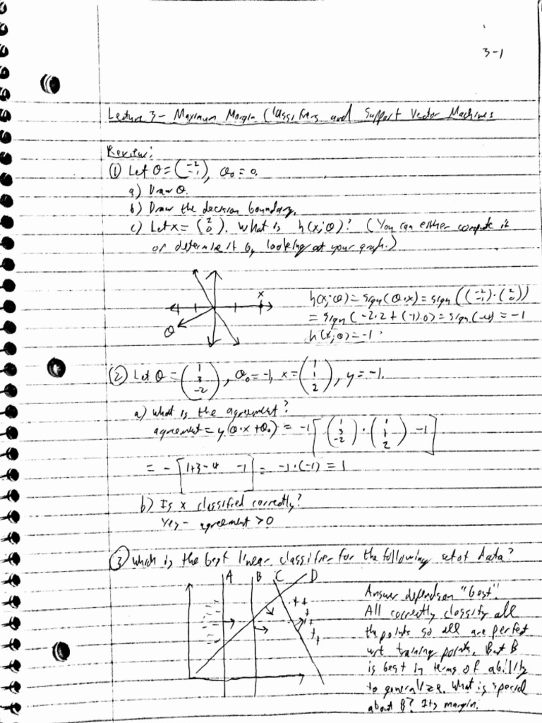 Lecture 3 - Maximum Margin Classifiers and Support Vector Machines | PDF