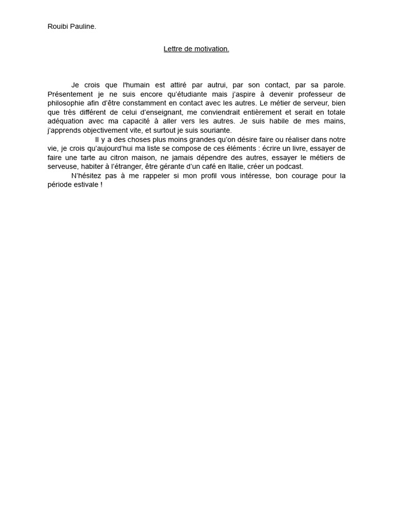 Lettre Motiv Bar | PDF