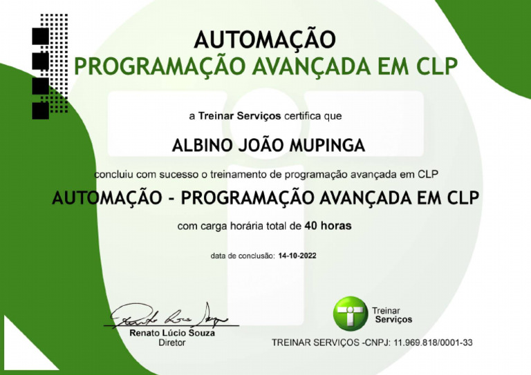 Automação - Programação Avançada em CLP-53240093-Certificate | PDF