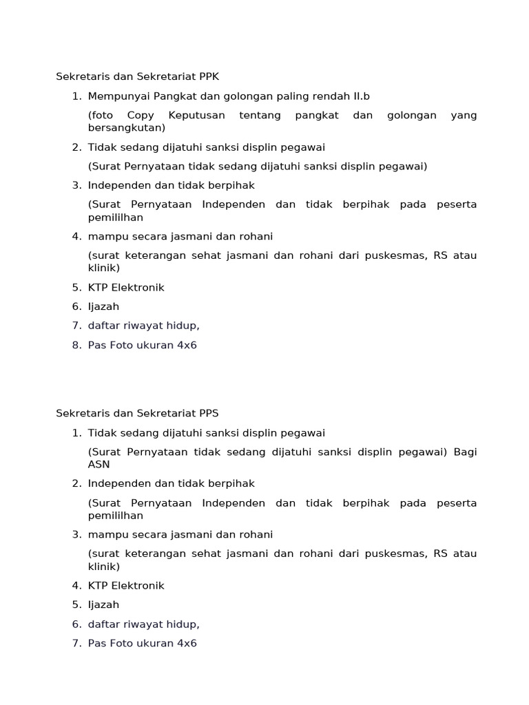 Syarat PPK Dan PPS | PDF