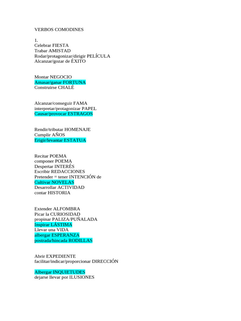 Verbos Comodines | PDF