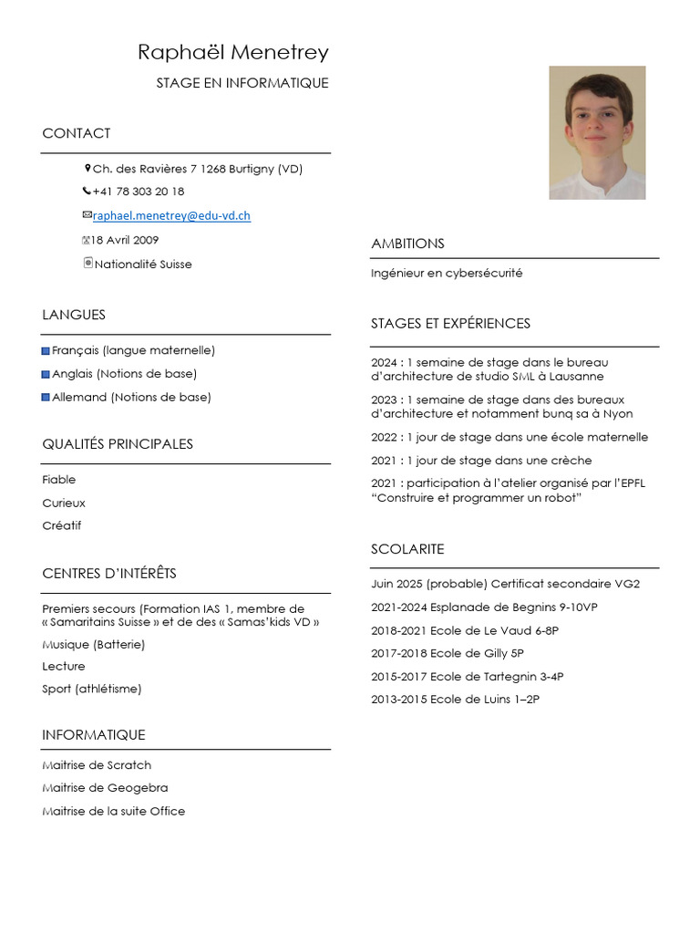 CV Raphaël Menetrey | PDF