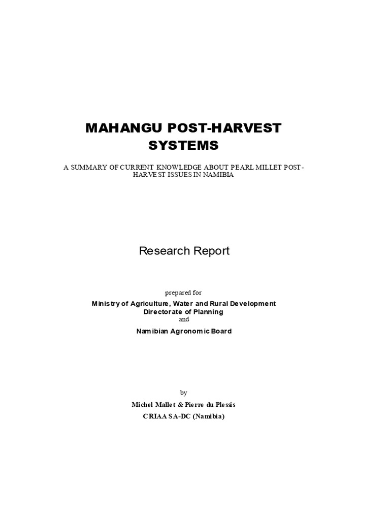 Mahangu Post-Harvest Systems | PDF