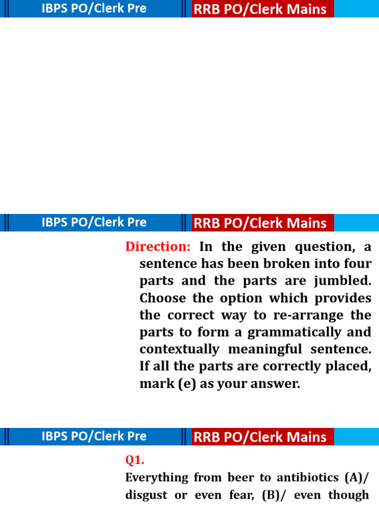 Para Jumbled Re Arrangement Sentences | PDF