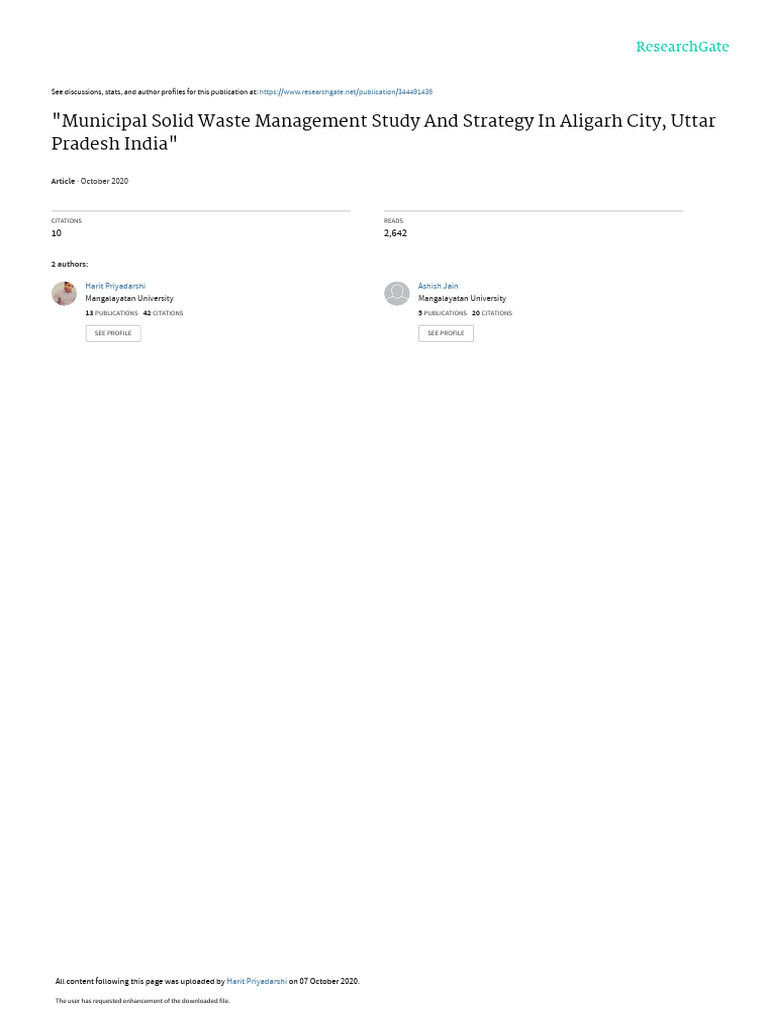 Municipal Solid Waste Management Study and Strategy in Aligarh City ...