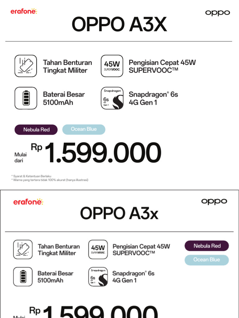 New - OPPO A3x - Info Card Erafone | PDF