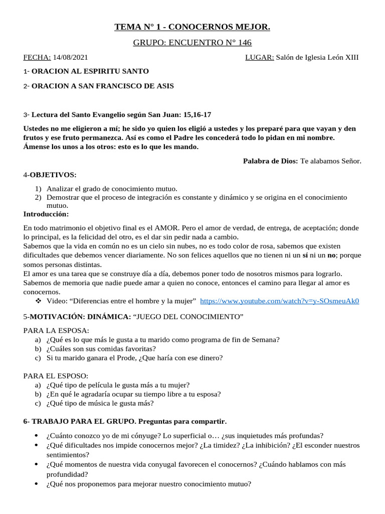 Tema 1. Conocernos Mejor | PDF