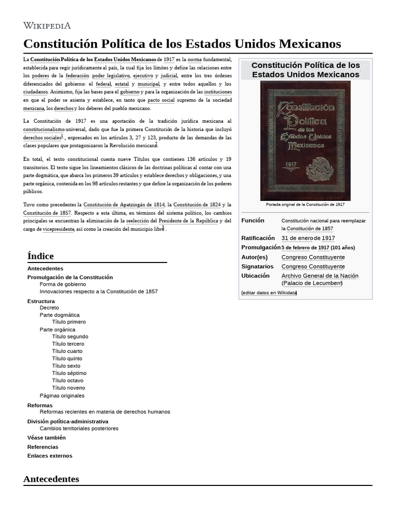 5-2-1 Constitución Política de Los Estados Unidos Mexicanos | PDF