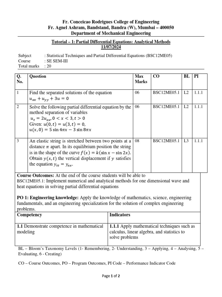 STPD - Tutorial 1 | PDF