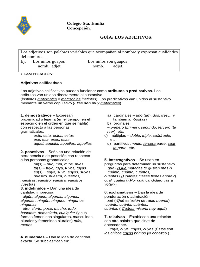 Guia Los Adjetivos | PDF