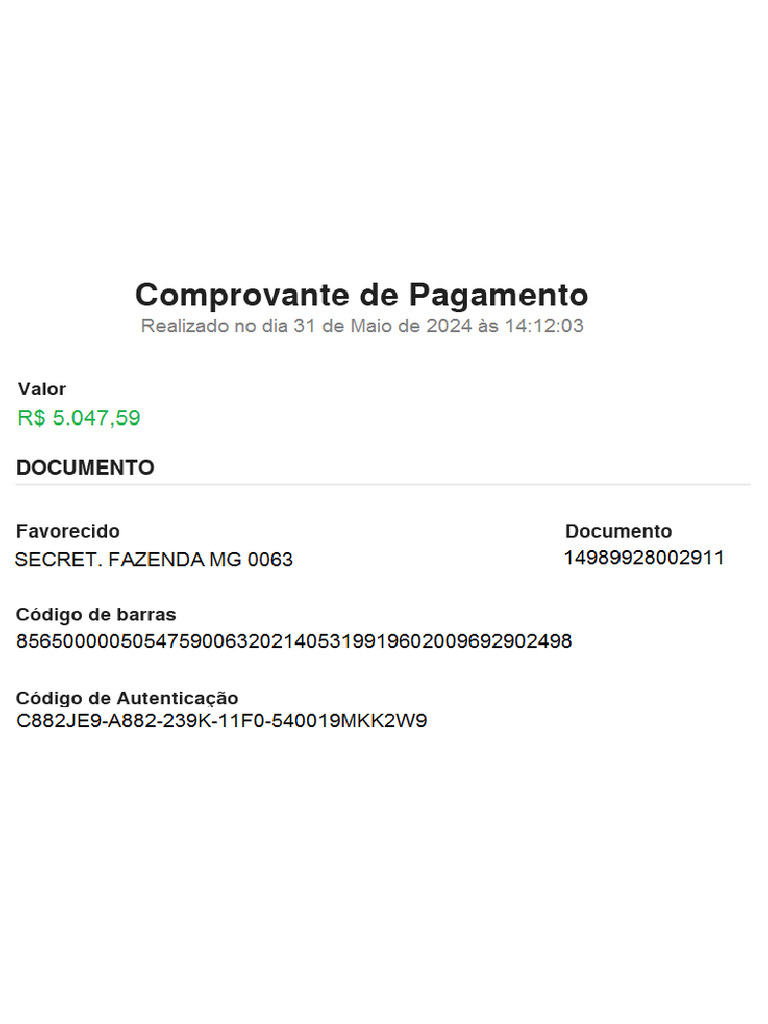 Comprovante de Pagamento 5 | PDF