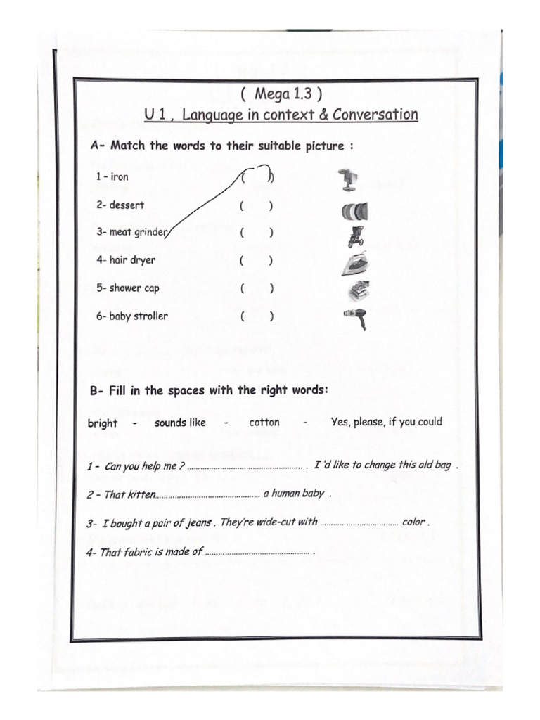 A - Match The Words To Their Suitable Picture | PDF