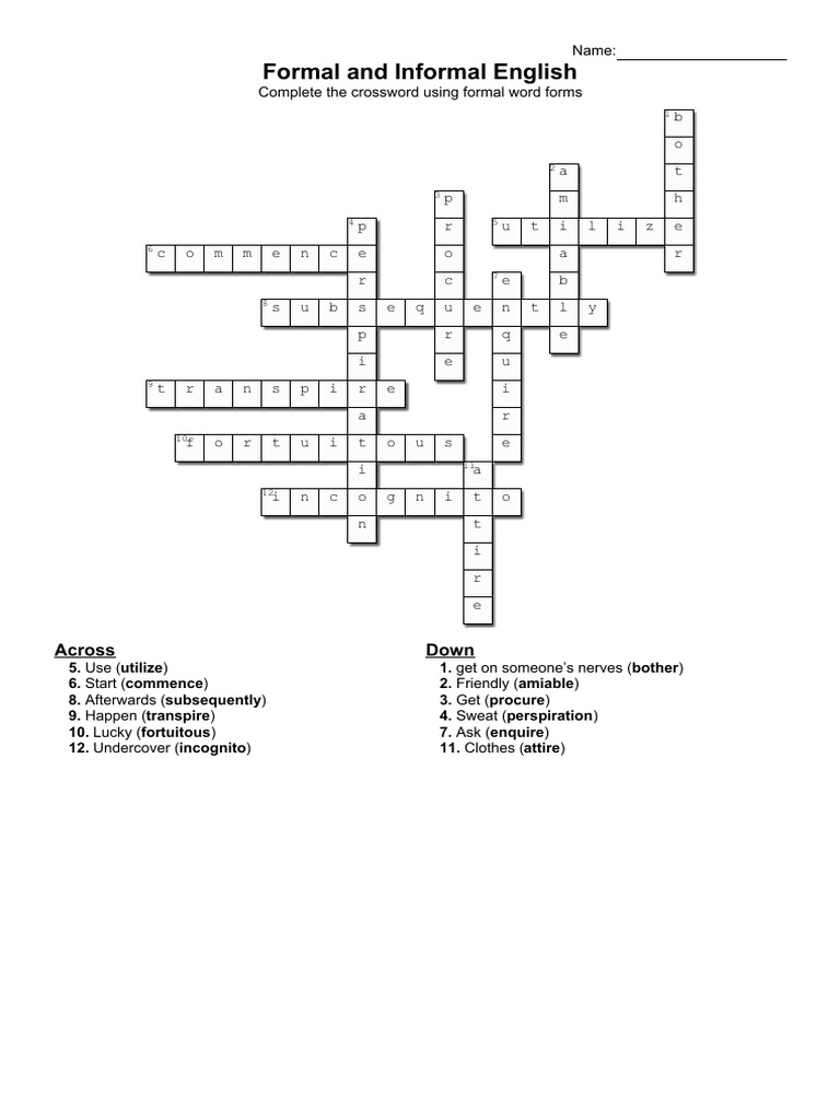 Crossword Answers | PDF