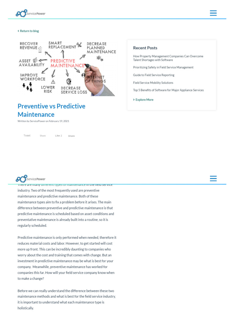 Preventive Vs Predictive Maintenance | PDF
