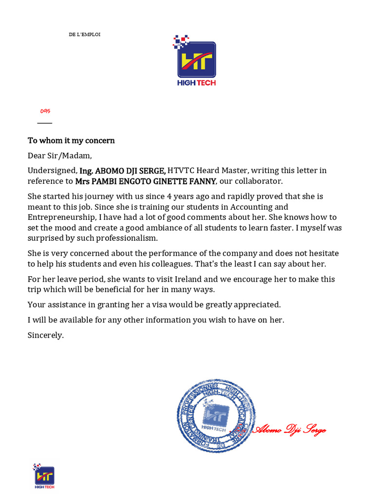 XHTVTC To Whom It - Fru | PDF