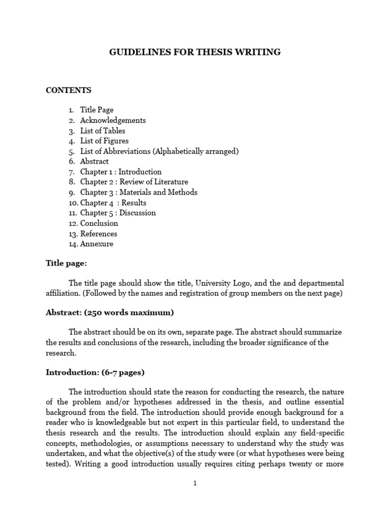 Guidelines For Thesis Writing | PDF | Thesis | Art